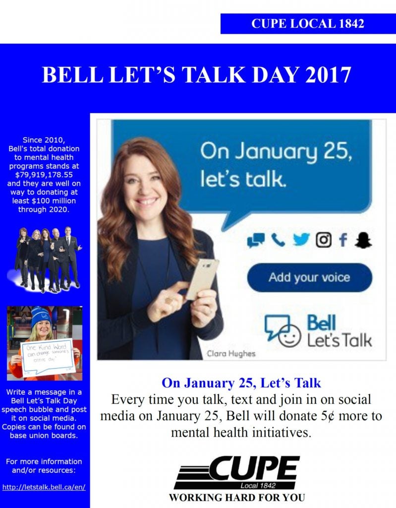 Bell Let’s Talk Day | CUPE 1842